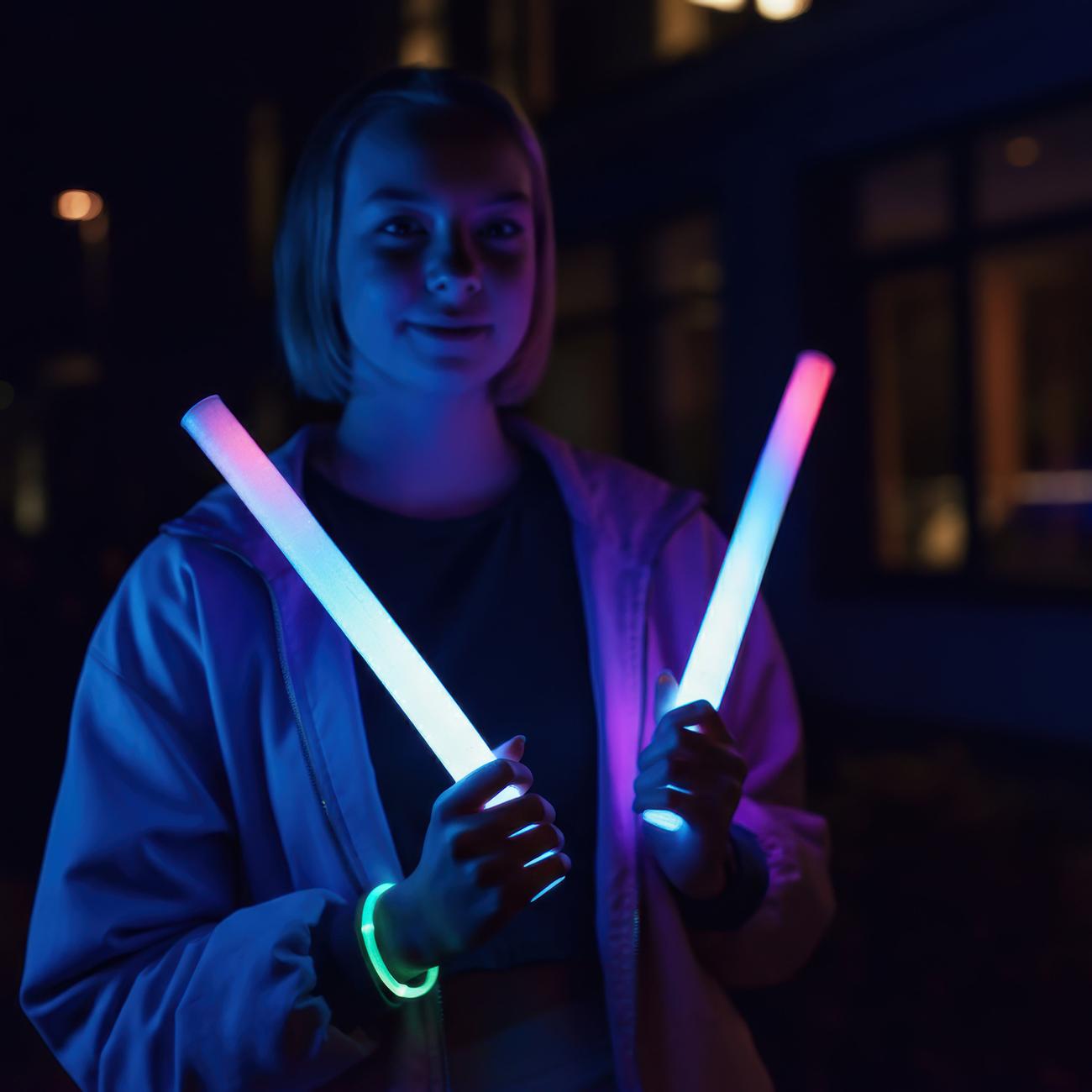 [Customized] Multi-Color LED Foam Sticks – Flashing Light Up Party Fav ...